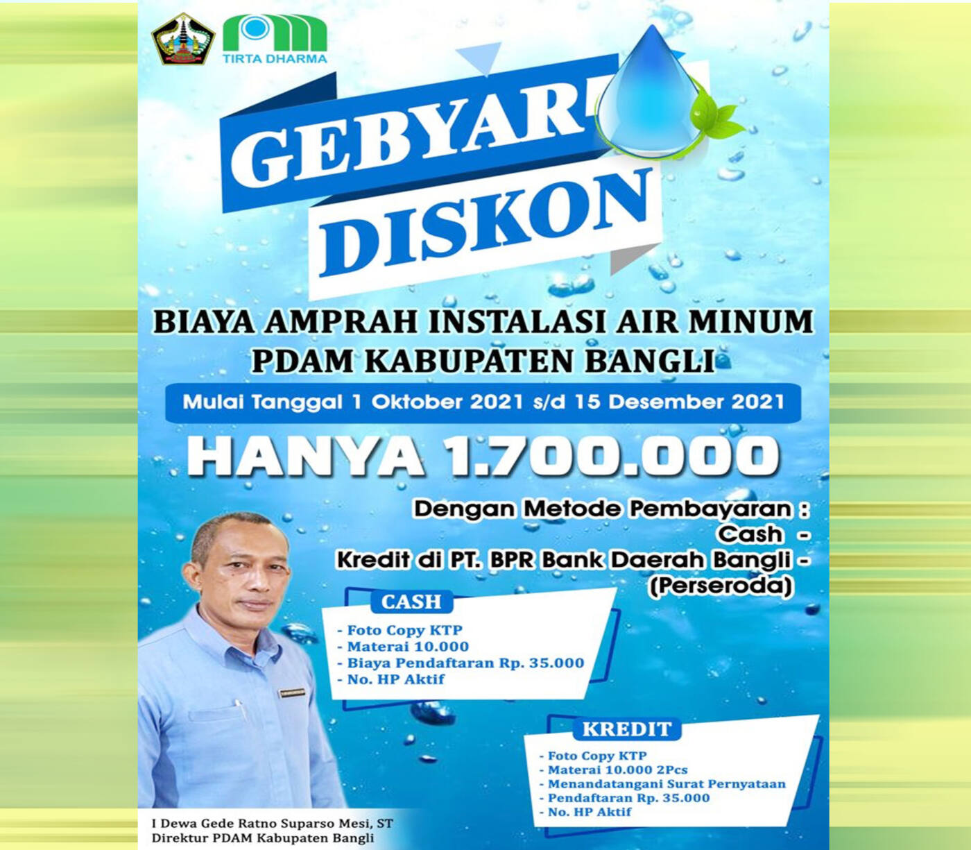 Pasang Sambungan Baru PDAM Bangli Dapat Diskon - PATROLIPOST